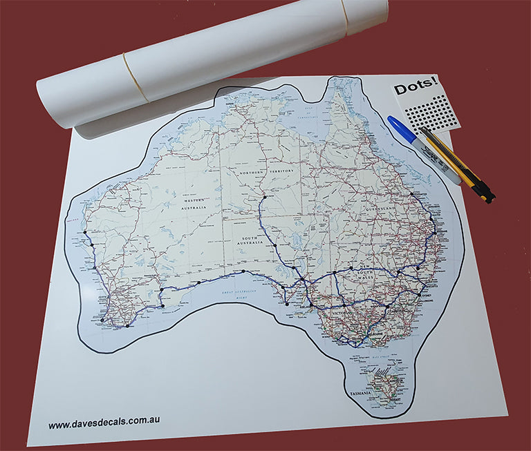 ROLL UP TABLETOP Traveller Caravan Decal map of Australia – Dave's Decals
